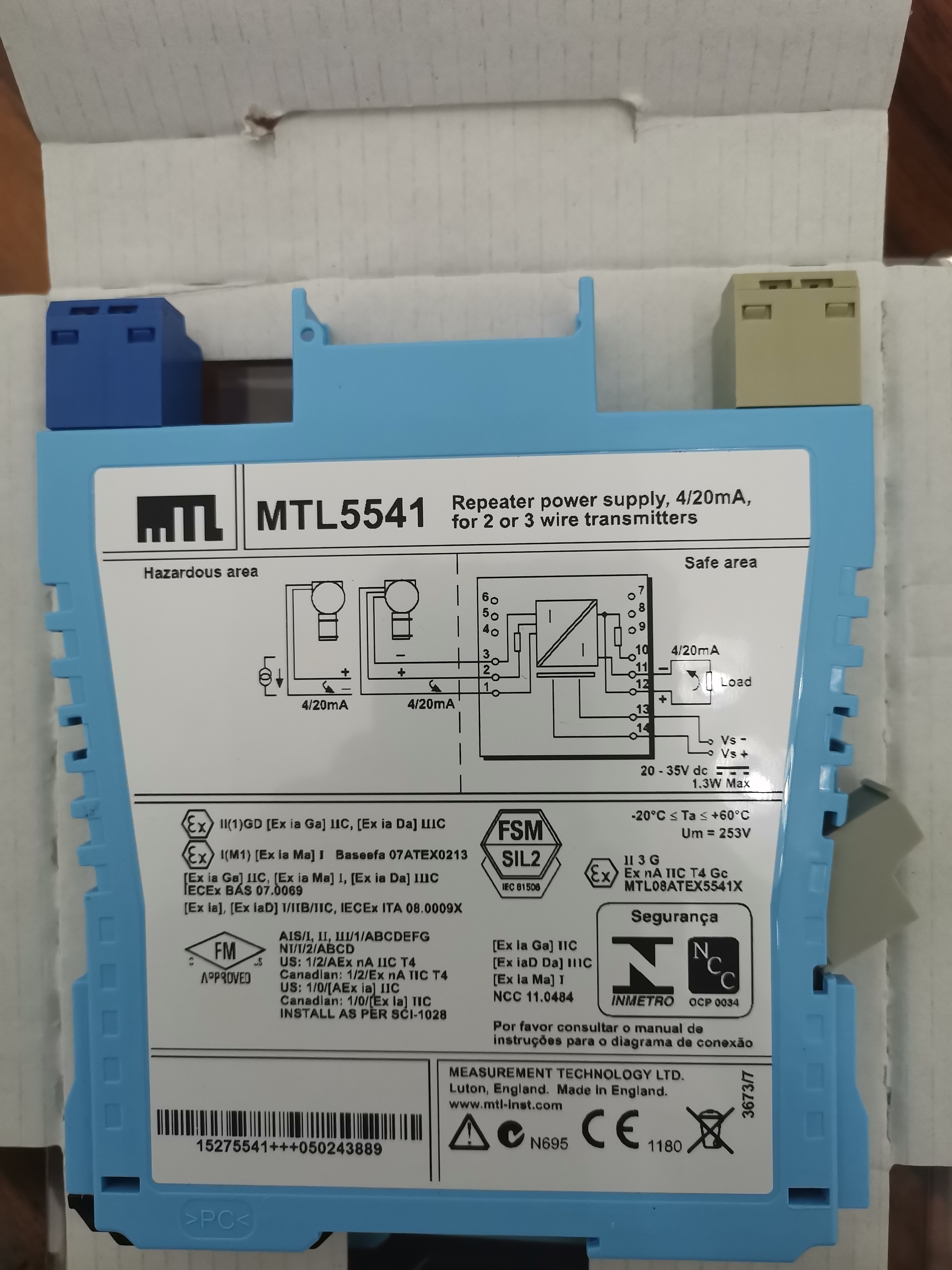 MTL5541/S -T REPEATER POWER SUPPLY 4/20mA, 2- Or 3-Wire Transmitters